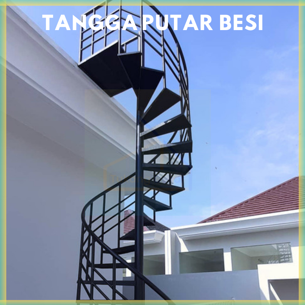 Jual Tangga Putar Besi Minimalis Terlaris Pijakan Plat bordes besi pipa ...
