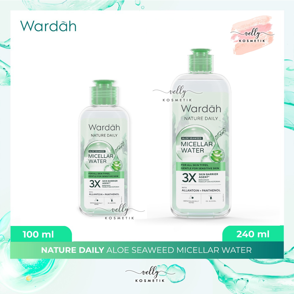 Jual Wardah Nature Daily Aloe Seaweed Micellar Water 100ml | 240ml ...