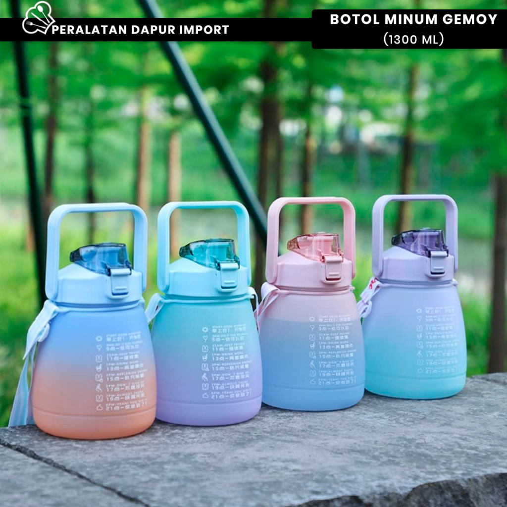 Jual Botol Minum Air Gemoy Viral Pelangi 1300 ml | Shopee Indonesia