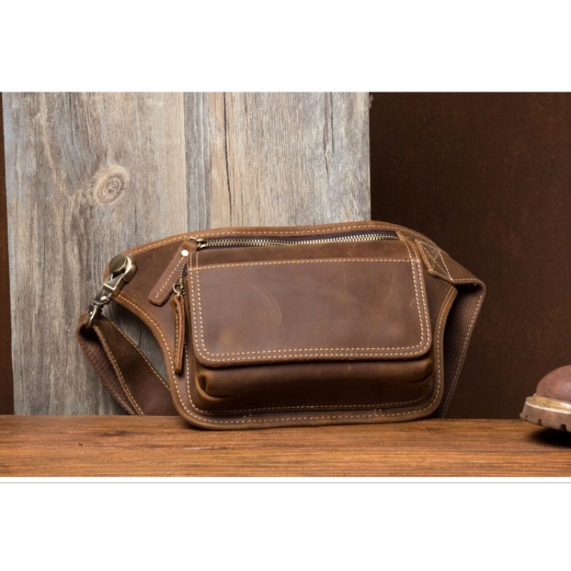 Jual Tas pinggang kulit Asli Tas Sling bag Crazy House - Tas Pria ...