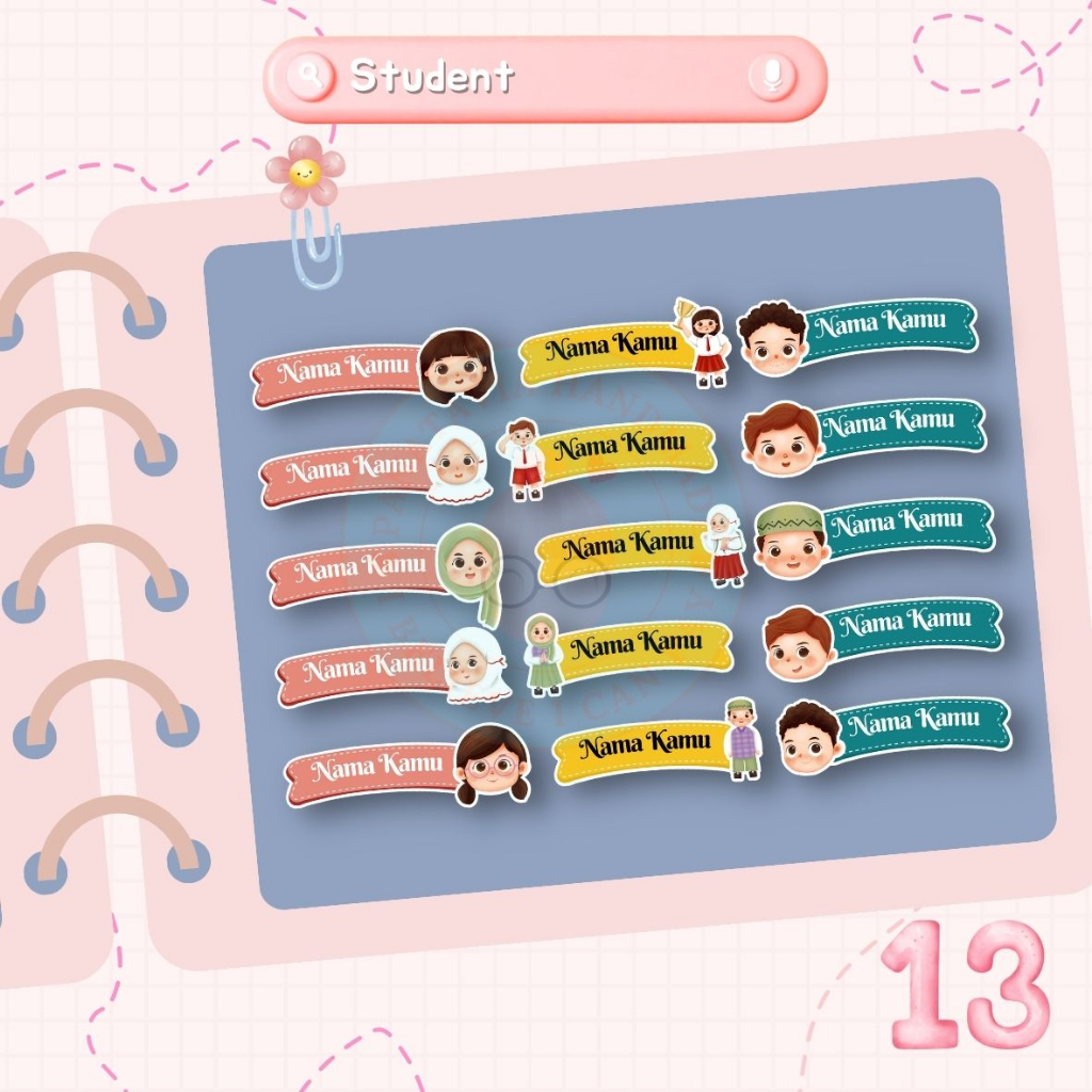 Jual Stiker Label Nama Lembaran Anak Custom / Stiker Nama Lembaran ...