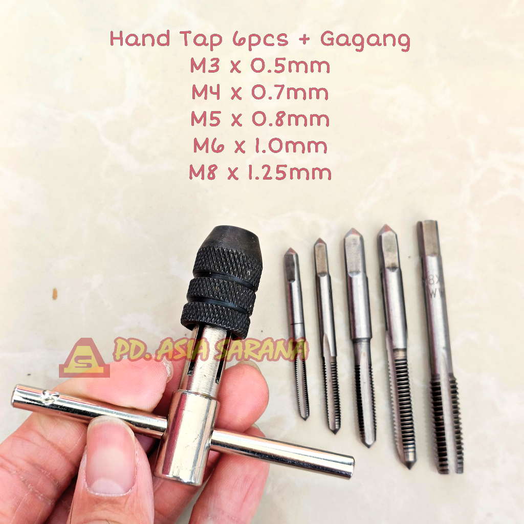 Jual Hand Tap Metric 6pcs Set + Gagang Buka Baut Drat Senai Snai Ulir ...