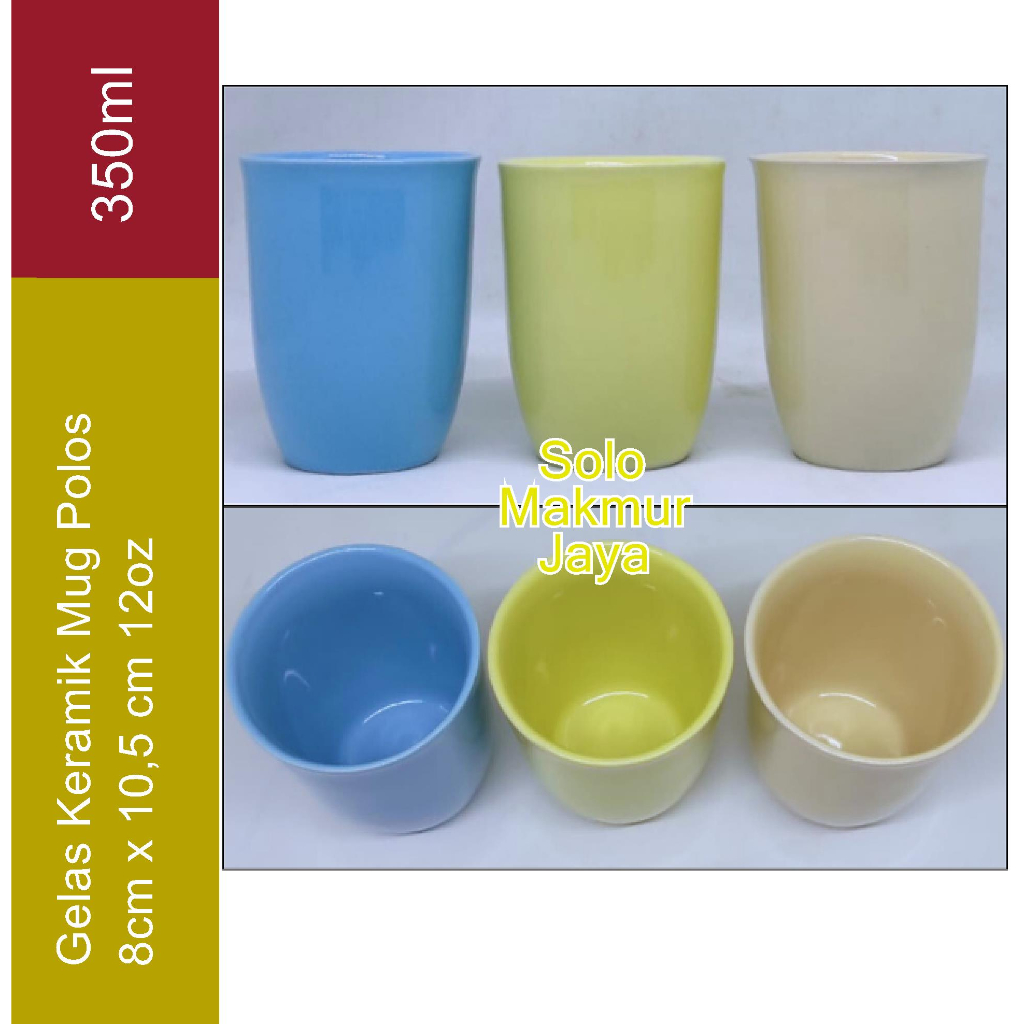 Jual Gelas Keramik Mug 350ml / 12oz Polos Cangkir Glass Gelas Mug Kopi ...