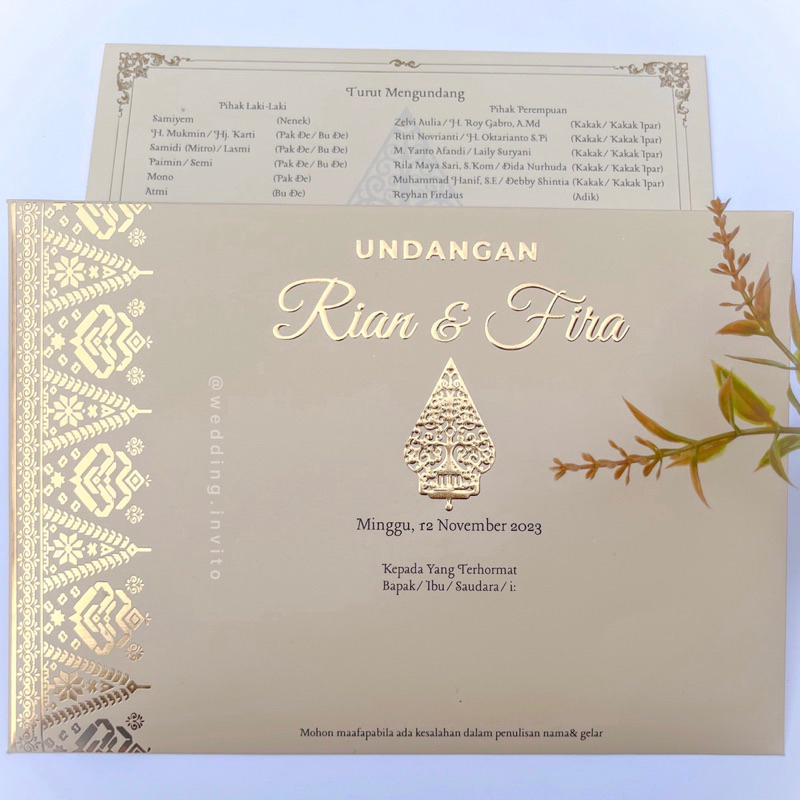 Jual [JAWA SEMI-PREMIUM] Cetak Undangan Batik-Gold Hardcover Amplop ...