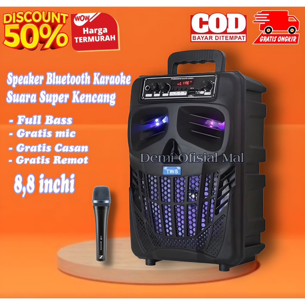 Jual MEGA BASS Speaker Karaoke Bluetooth Ukuran Besar Free Mic Remot ...