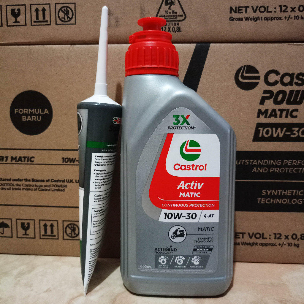 Jual PAKET HEMAT Oli Mesin Castrol AKTIV MATIC 10W-30 800ML Dan Gardan ...