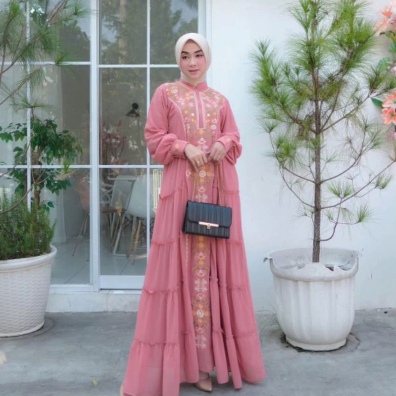 Jual GAMIS CERUTY BABYDOLL KOMBINASI BORDIR ARIANA DRESS KONDANGAN ...