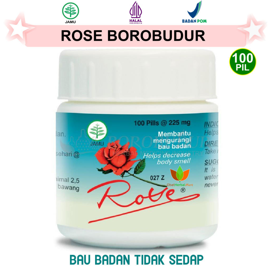 Jual 100 PIL ROSE BOROBUDUR, JAMU OBAT HERBAL PENGHILANG BAU BADAN ...