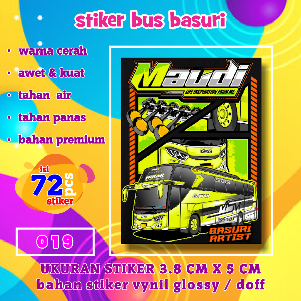Jual stiker bus basuri maudi [019] warna cerah kuat tidak luntur [vynil ...