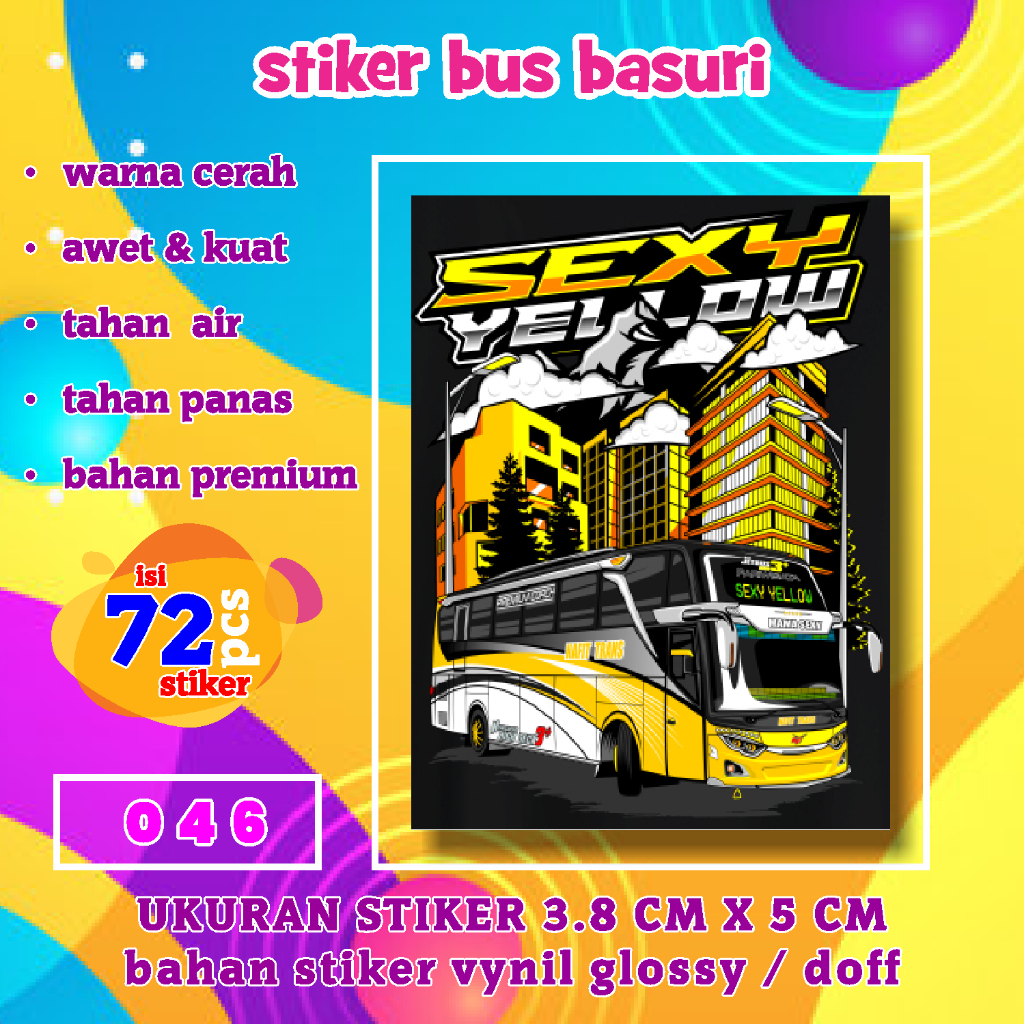 Jual stiker bus basuri seki yellow [046] warna cerah kuat tidak luntur ...