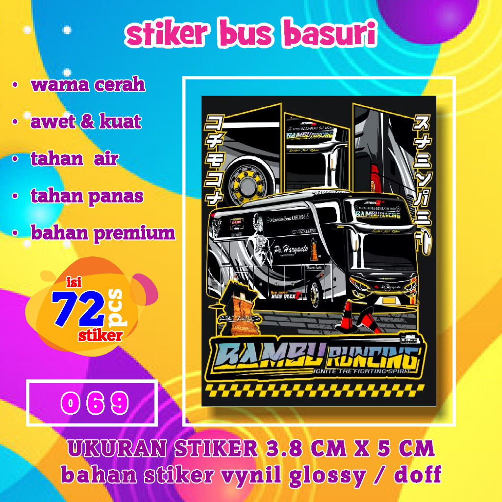 Jual stiker bus basuri bambu runcing [069] warna cerah kuat tidak ...