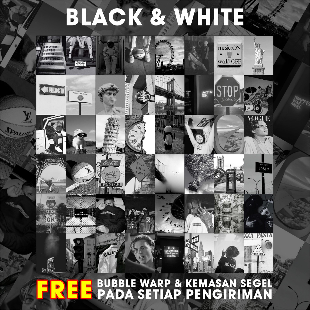 Jual Poster Dinding Aesthetic Bundle B&W Isi 48/24 Poster | Poster ...