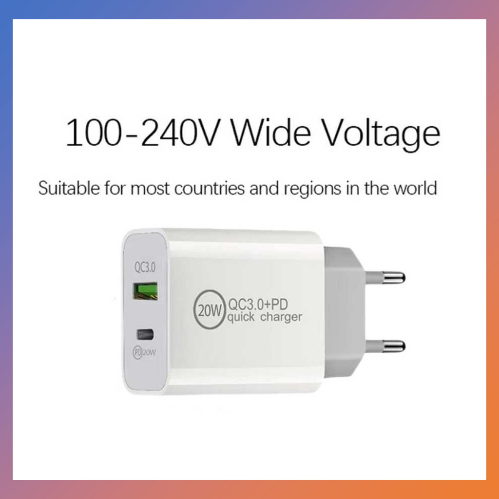 Jual Goojodoq Kepala Charger Smartphone Tablet USB Type C Dual Port ...