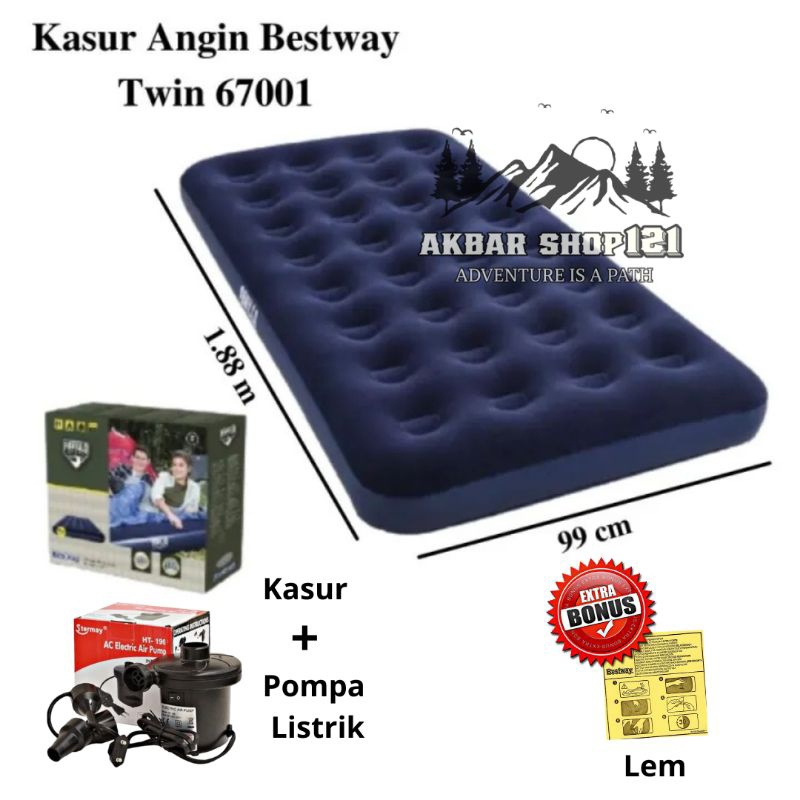 Jual Bestway 67001 Kasur Angin Twin free Pompa Listrik | Shopee Indonesia