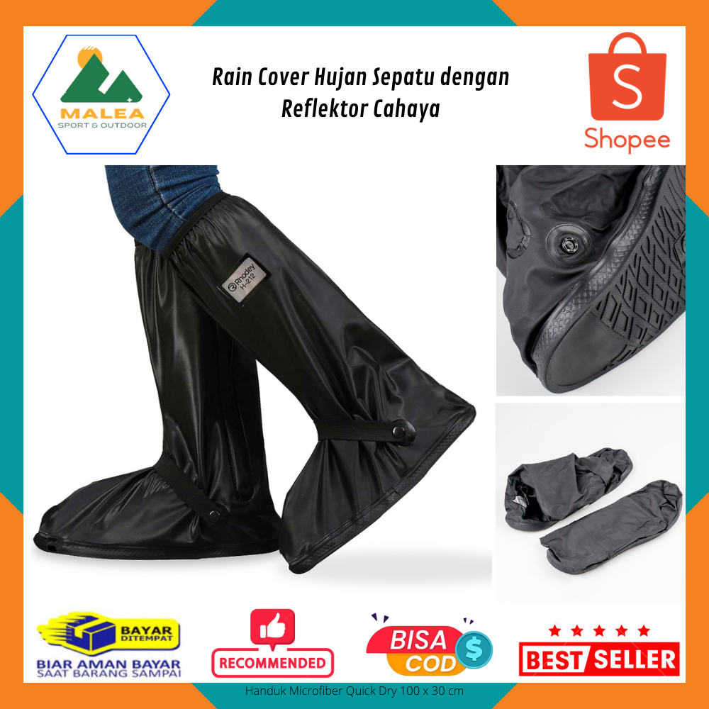 Jual Rain Cover Hujan Sepatu dengan Reflektor Cahaya / Sepatu Bot ...