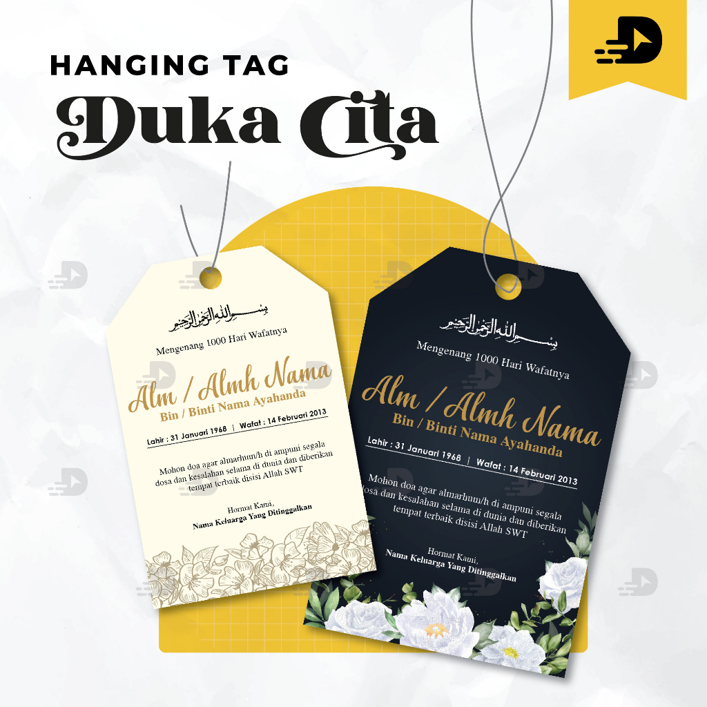 Jual Hanging Tag Ucapan Tahlilan / Hang Tag Ucapan Duka Cita / Kartu ...