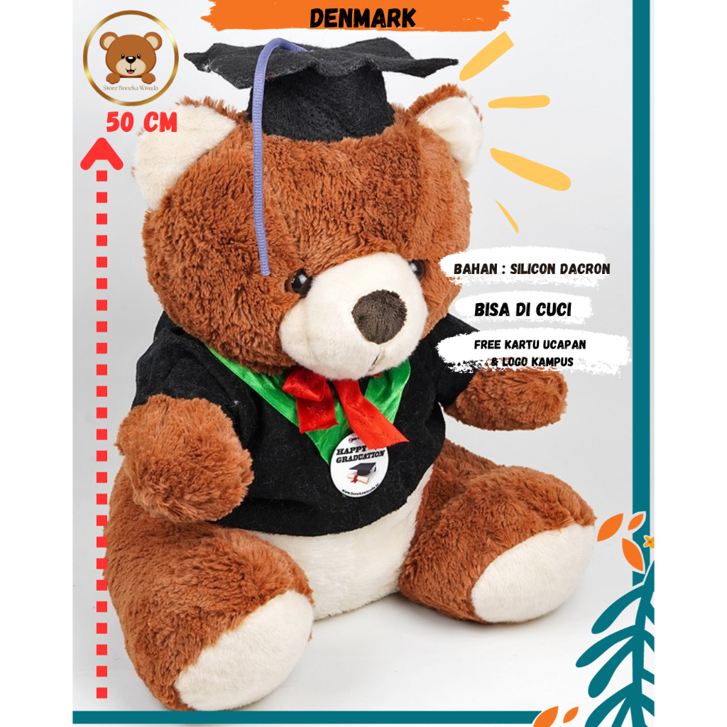 Jual Boneka Beruang Sedang Denmark Teddy Bear Tinggi 50 cm Kado Wisuda ...