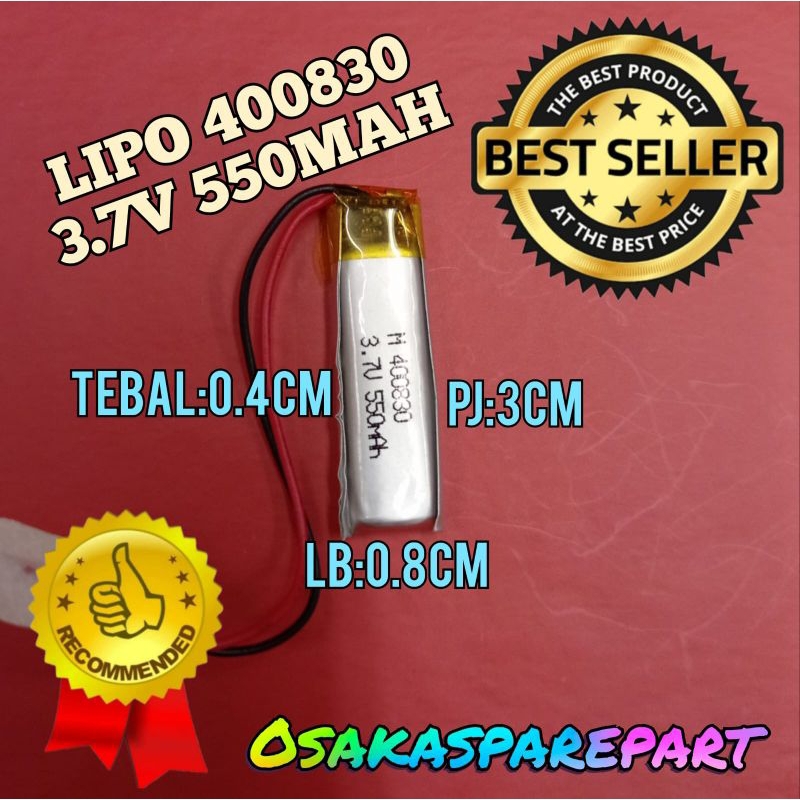 Jual Baterai LiPo Lithium-ion Polymer 400830 3,7V 550mAh | Shopee Indonesia