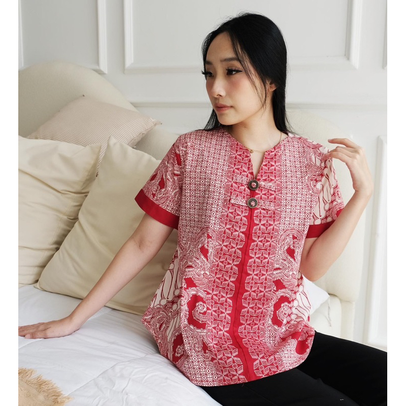 Jual RUBINA BLOUSE ALYS BATIK WANITA MODERN | Shopee Indonesia
