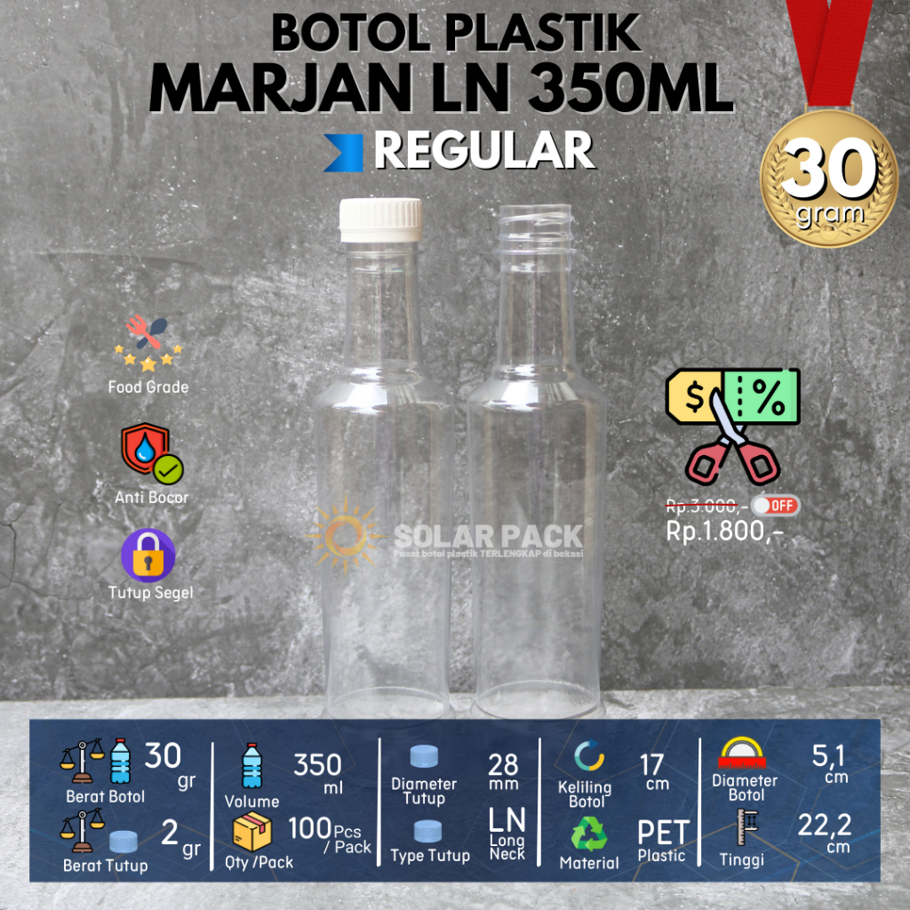 Jual Botol plastik PET 350ml marjan madu minuman mineral jus susu kopi ...