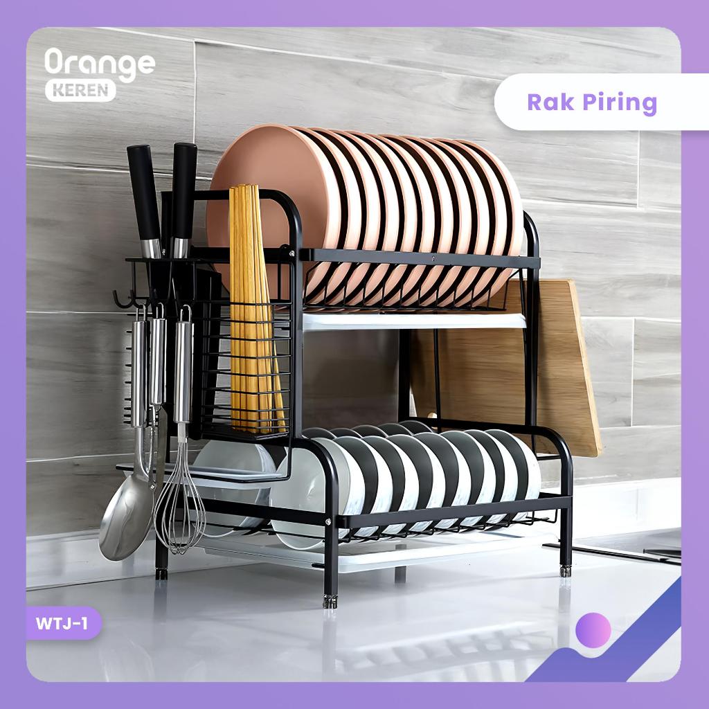 Jual ORANGE KEREN Rak Piring Stainless Minimalis portbanle 2 Susun rak ...