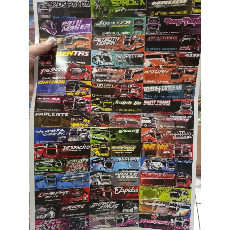 Jual baru 1 lembar sticker panjang isi 45 kotak / sticker bus basuri 1 ...