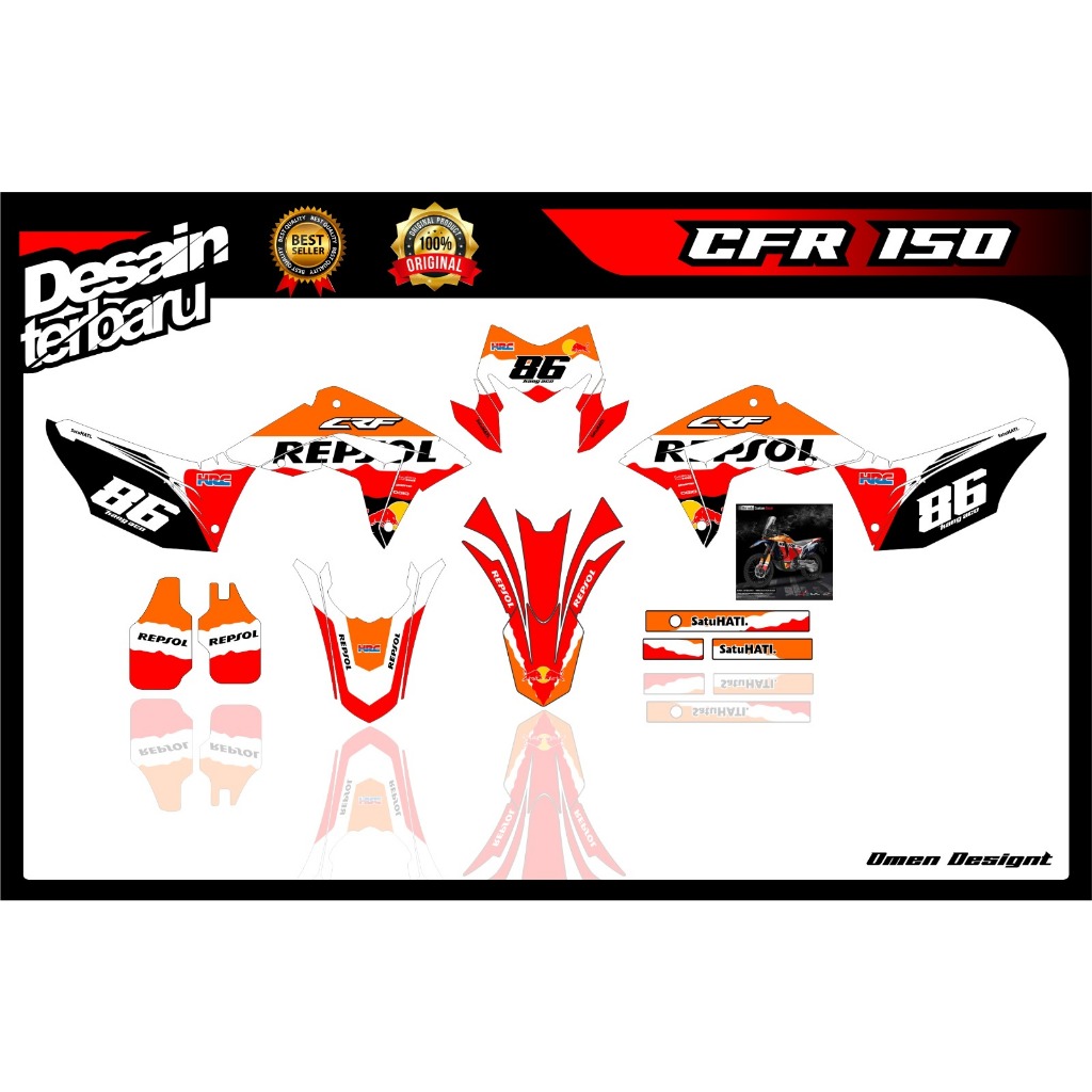 Jual DECAL CRF 150 / STICKER DECAL CRF 150 / DECAL CRF MOTIF REPSOL ...
