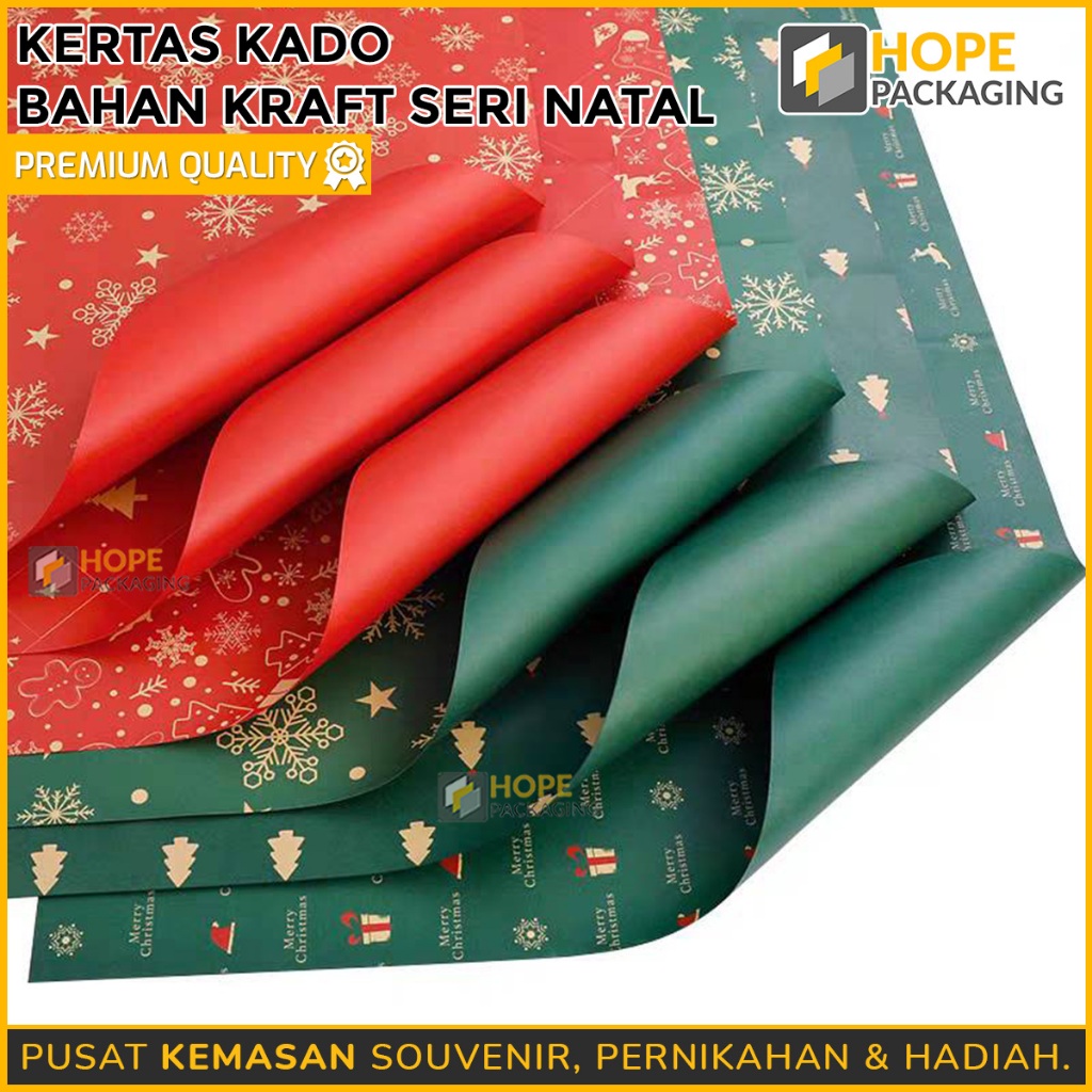 Jual Kertas Kado Natal / Gift Wrapping Kraft Hampers Natal / Wrapping ...