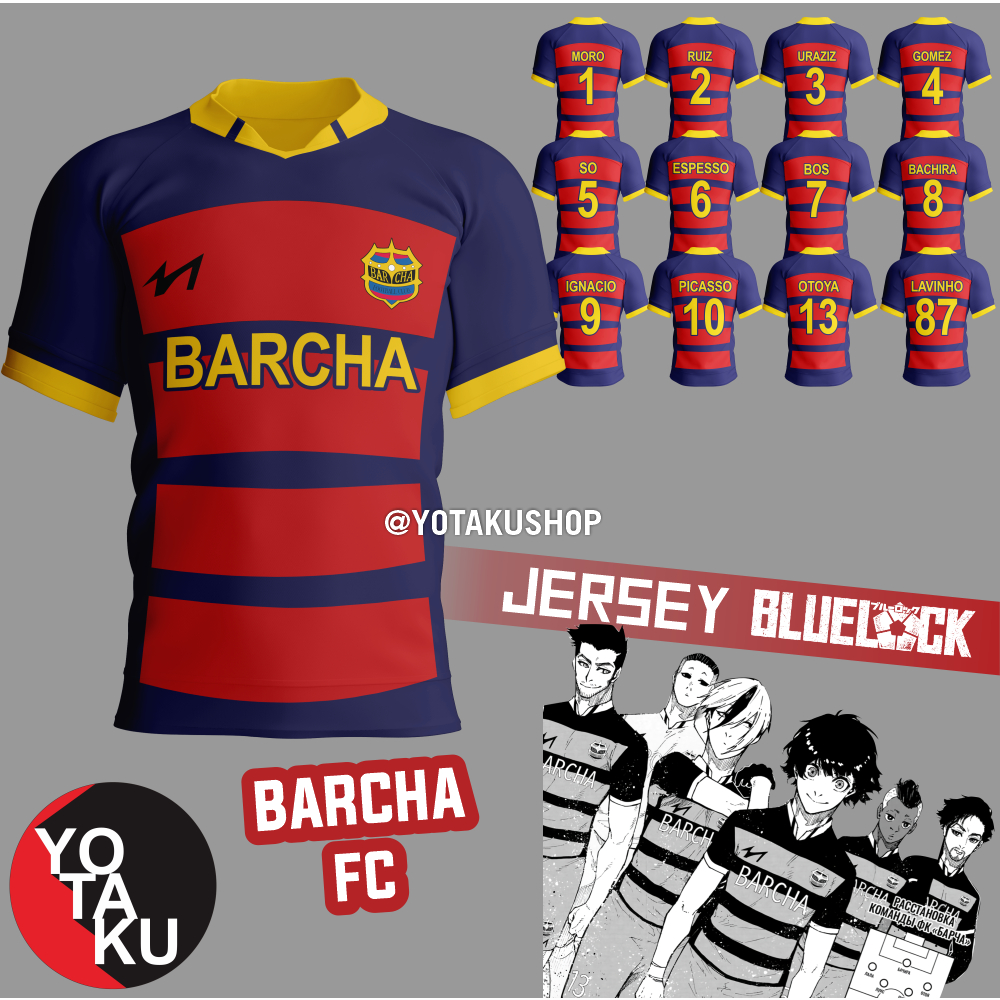Jual Jersey Anime Cosplay Blue Lock FC BARCHA Seri 1 Moro Ruiz Uraziz ...