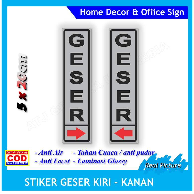 Jual Stiker label geser kiri kanan sticker pintu toko kantor tulisan ...