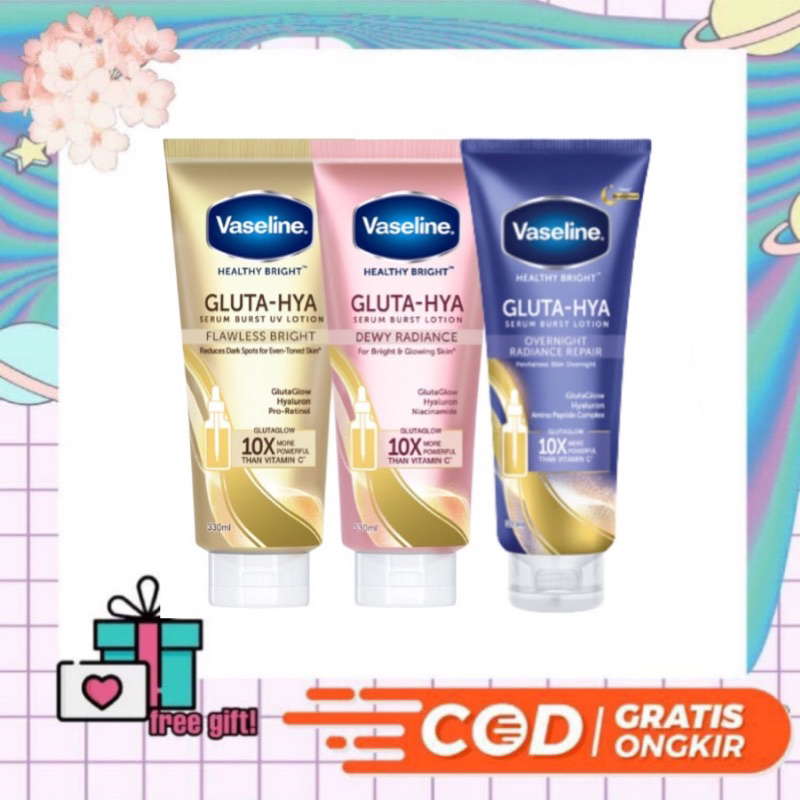 Jual [ORI] VASELINE Gluta Hya Serum Burst UV Lotion Pink Kuning Biru ...