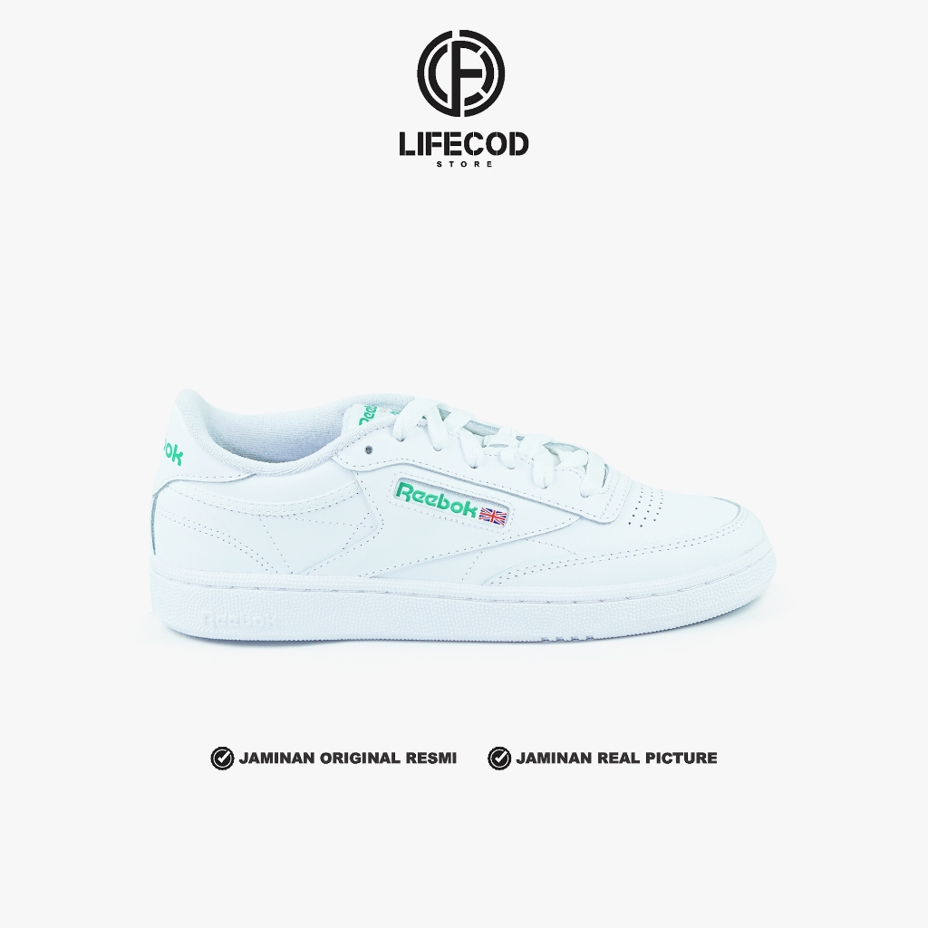 Jual Sepatu Sneakers Reebok Club C 85 White Green AR0456 Original Resmi ...