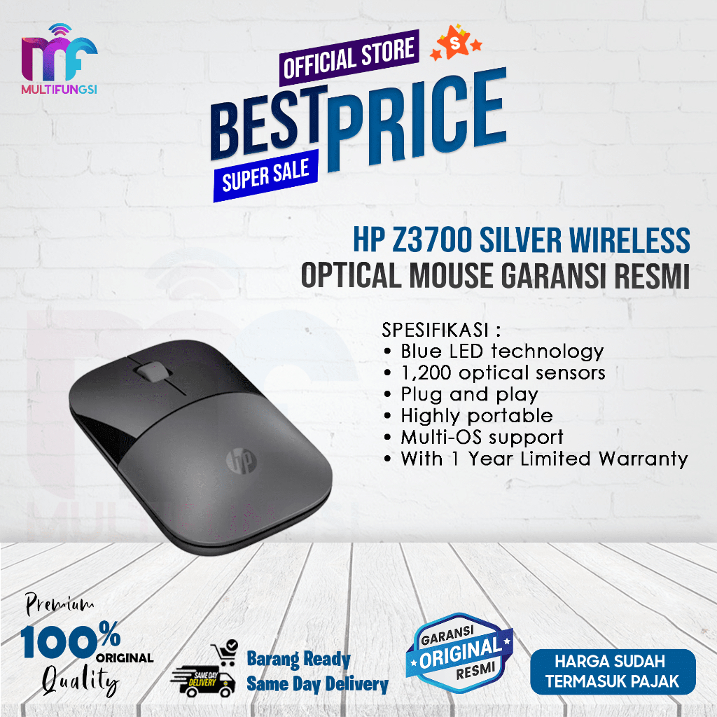 Jual HP Z3700 Silver Wireless Optical Mouse/HPZ3700/ Z 3700 Garansi ...
