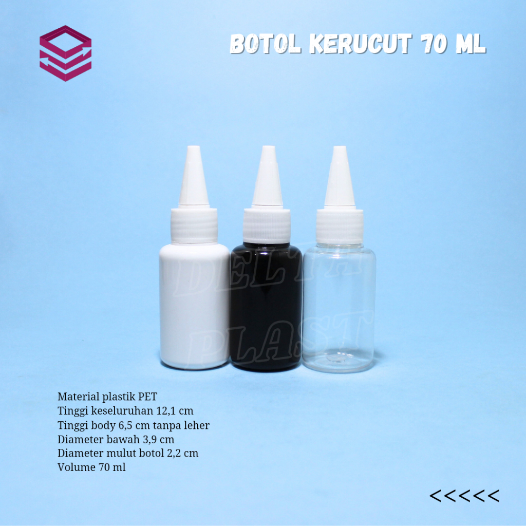 Jual BOTOL TINTA 70 ML/BOTOL LIQUID 70 ML/BOTOL KERUCUT 70 ML (PAKET 10 ...