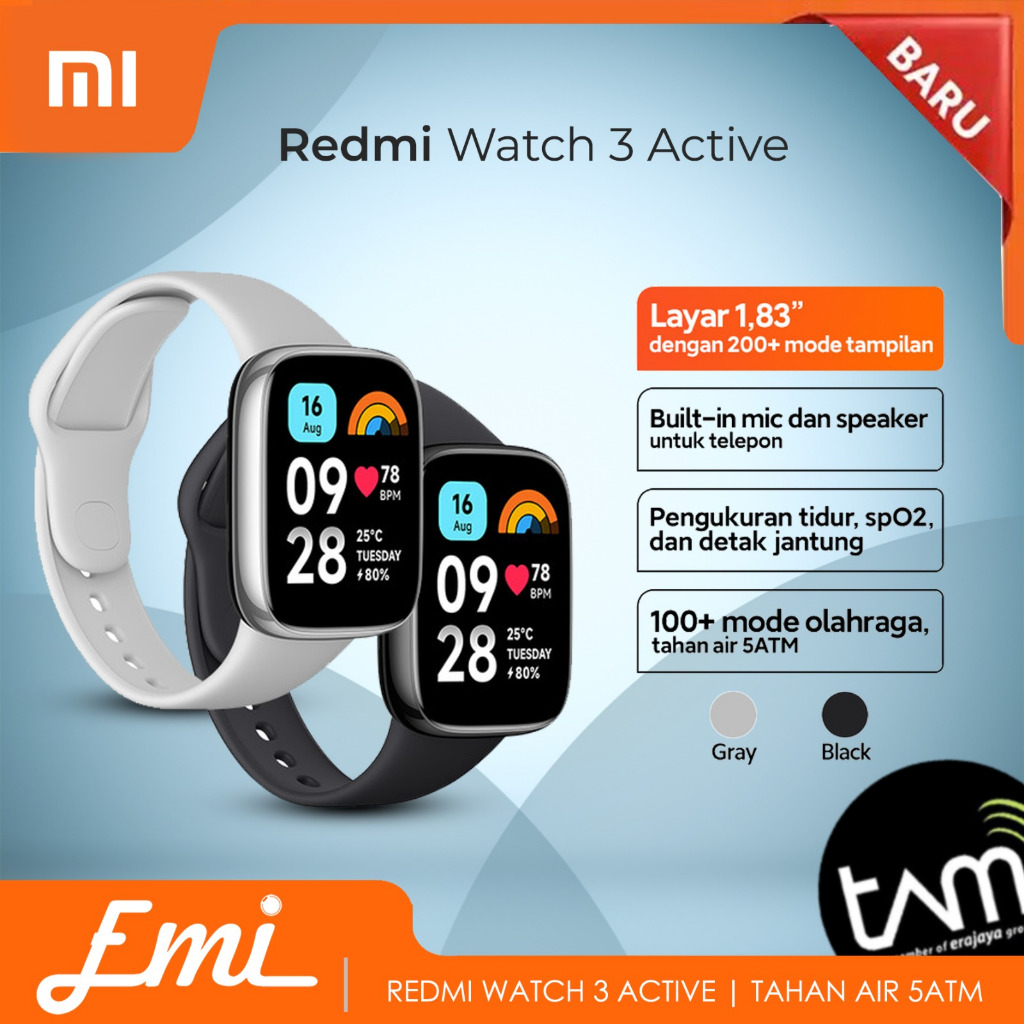Jual Redmi Watch 3 Active Jam Tangan 1.83 Inch BT 5.3 Smart Watch 5 ATM ...