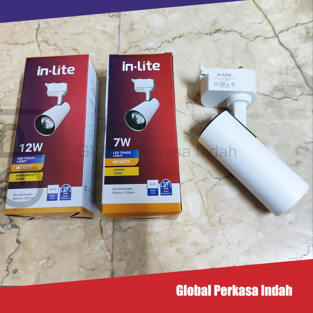 Jual INLITE TRACK LIGHT KAP LAMPU REL SOROT LED SPOT BODY PUTIH 7W 12W ...