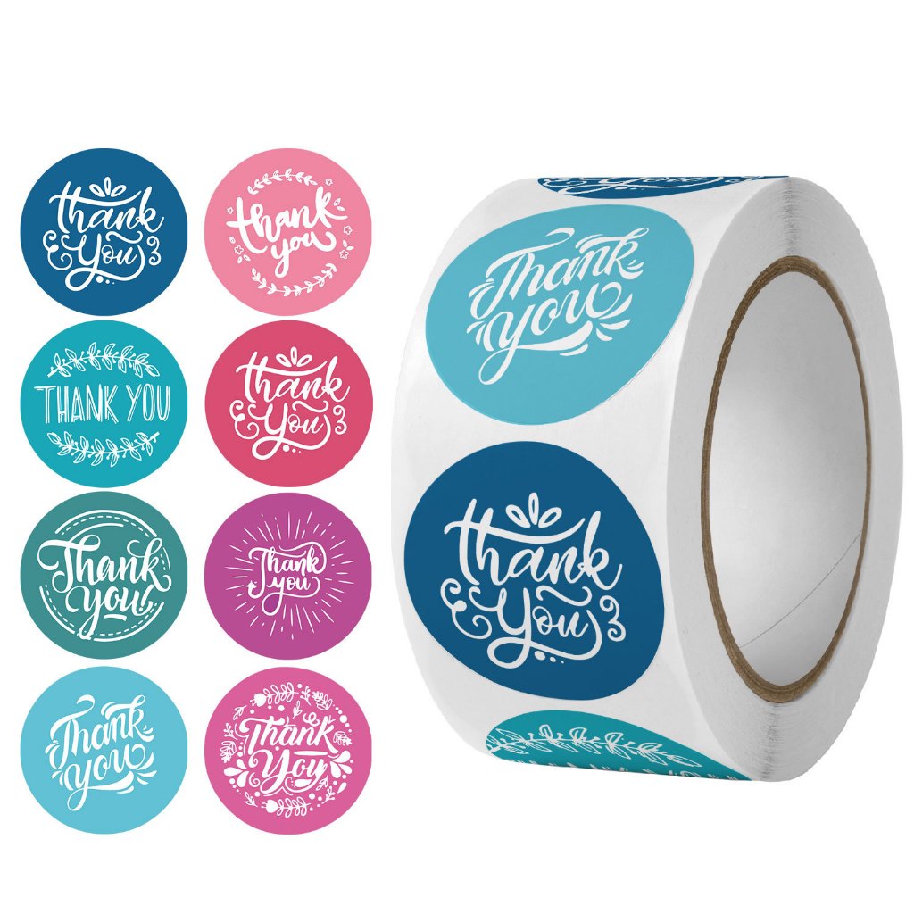 Jual AJ - Sticker Thank You Isi 500pcs/roll Sticker Terima Kasih Roll ...