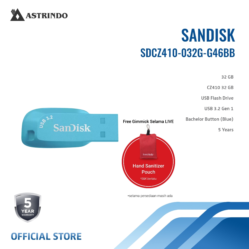 Jual SanDisk Ultra Shift USB 3.2 Flash Drive CZ410 32GB- SDCZ410-032G ...
