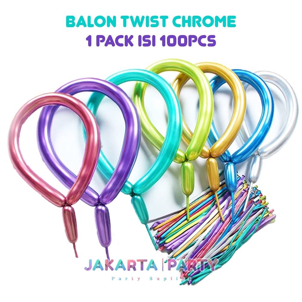Jual ISI 100 Pcs Balon Twist Chrome / Balon Per Pack / Balon Cacing ...