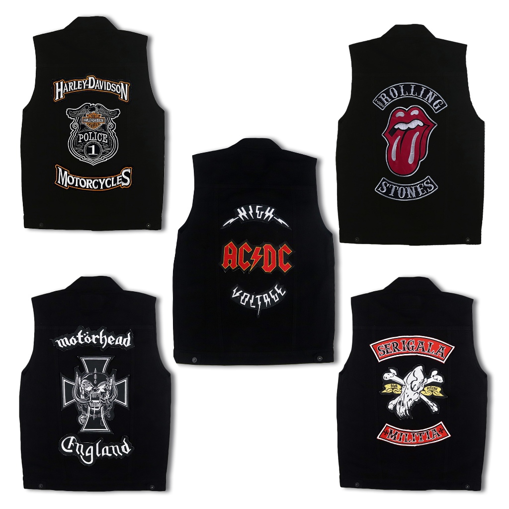 Jual rompi motor / biker / bikers / rompi jins AC DC / rompi lelaki ...