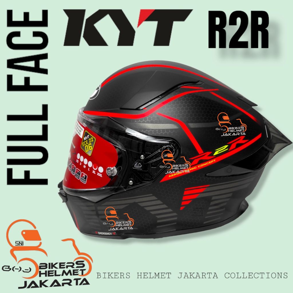 Jual HELM KYT R2R CONCEPT MATT BLACK RED DOUBLE VISOR FULL FACE ...