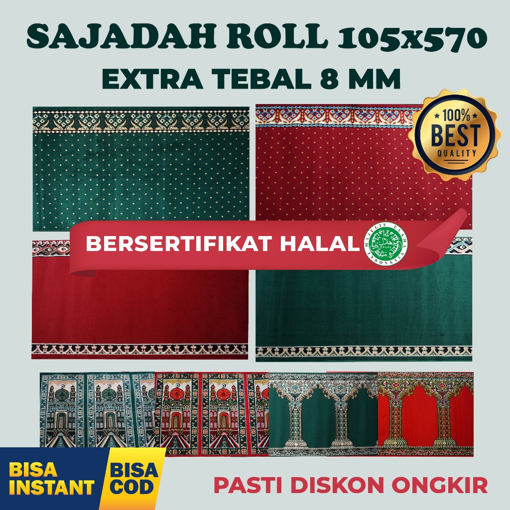 Jual Sejadah Roll Karpet Mesjid Mushola Medeena ukuran 105 cm x 570 cm ...