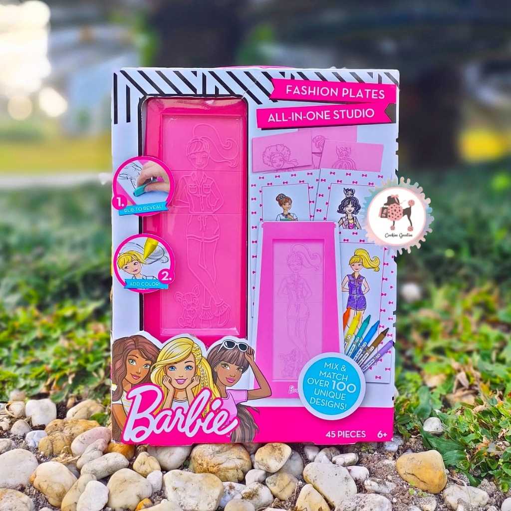 Jual Barbie Fashion Plates All In One Studio Sketch Design Activity Set ...