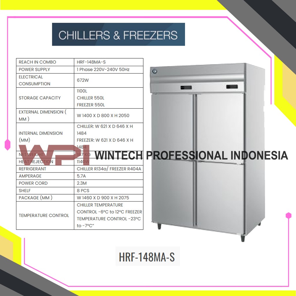 Jual Hoshizaki HRF-148MA-S SS Kitchen Upright Combi Freezer Chiller 4 Pintu | Shopee Indonesia