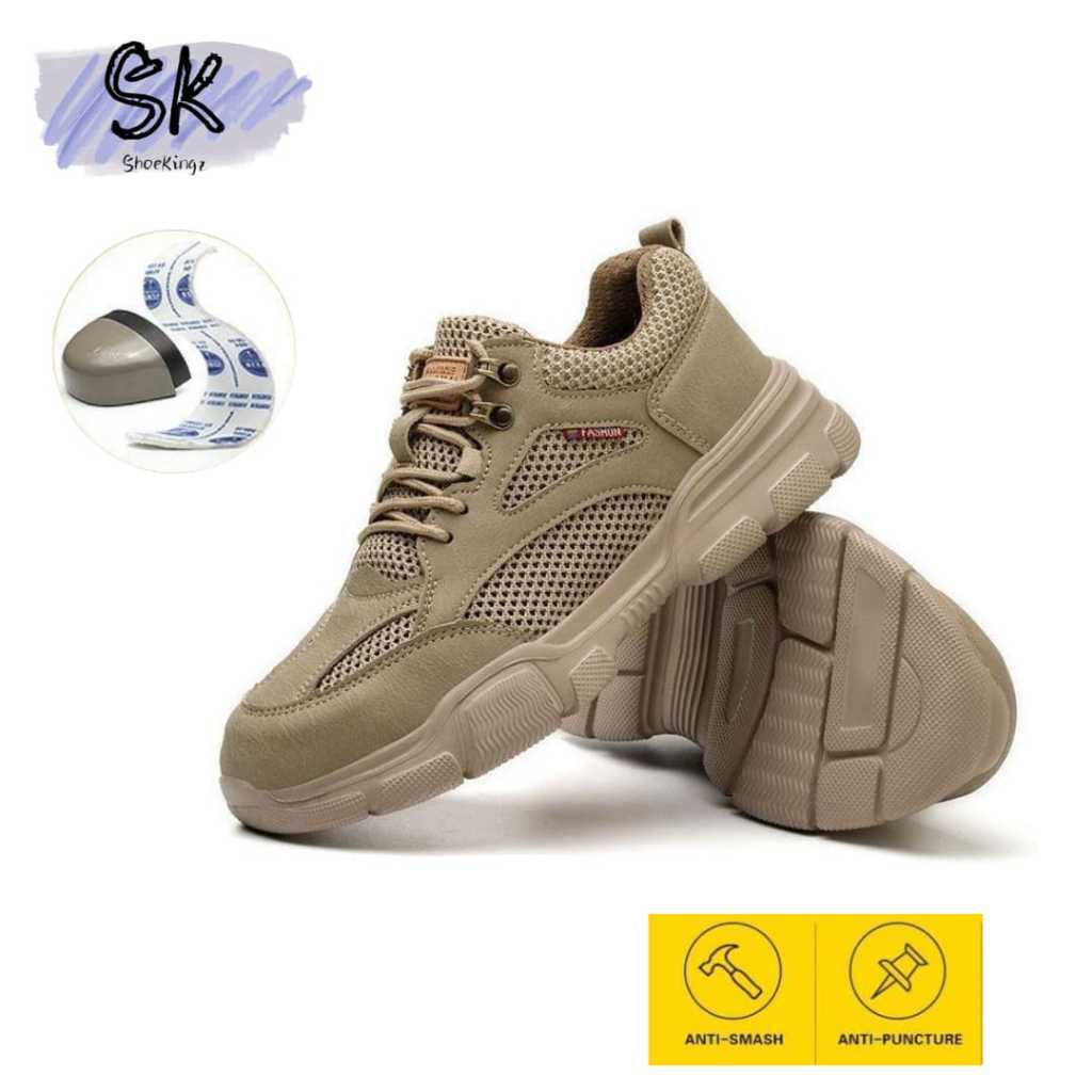 Jual Sepatu Safety Cream Anti-smash Ujung Besi Sepatu Boots Quality 137 ...