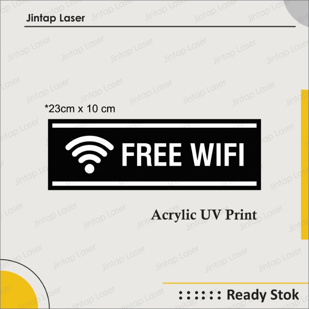 Jual Label Sign Lambang "Free Wifi" Akrilik / Acrylic Silver 30 x 10 cm ...
