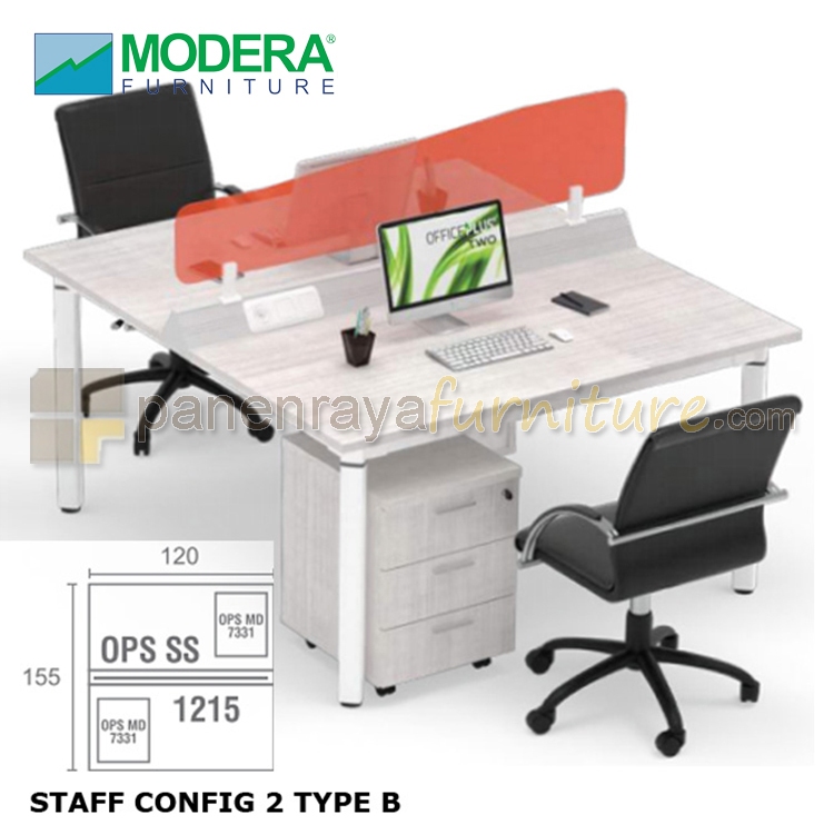 Jual Workstation Staff 2 Seater Modera Staff Config 2 Type B Pure Teak ...