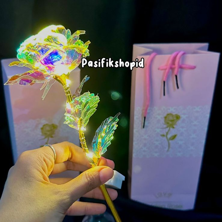 Jual EKSLUSIFF!! Box Mawar Pink LED Berkilau dengan Box Mewah ...