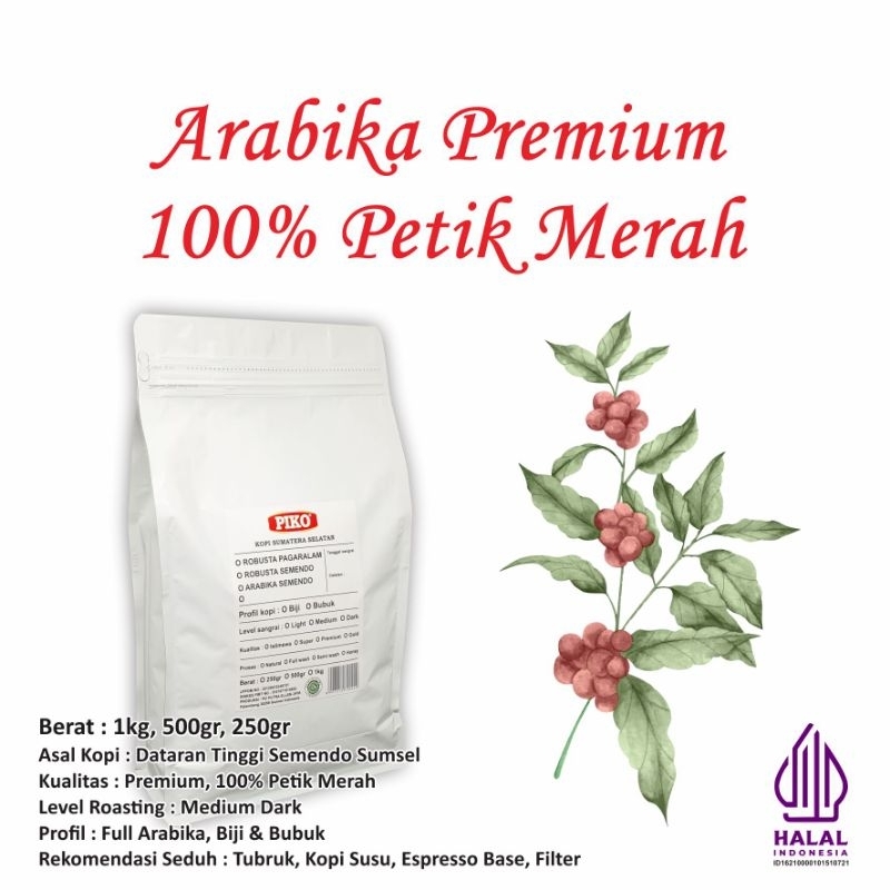 Jual Biji Kopi Bubuk Arabika Premium Petik Merah Semendo Piko Espresso ...