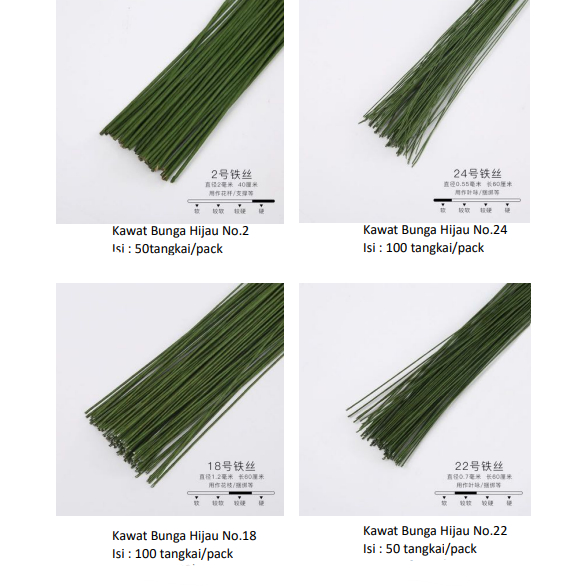 Jual 100-50 tangkai Kawat Bunga Hijau/Tangkai Bunga/Floral wire ...